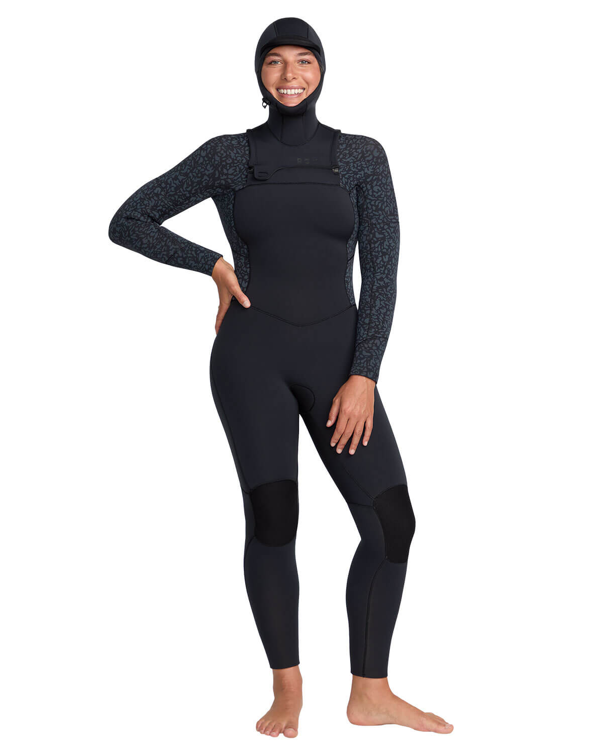 5/4mm Women's Roxy SWELL NATURAL Hooded Chest Zip Wetsuit – Wetsuit ...